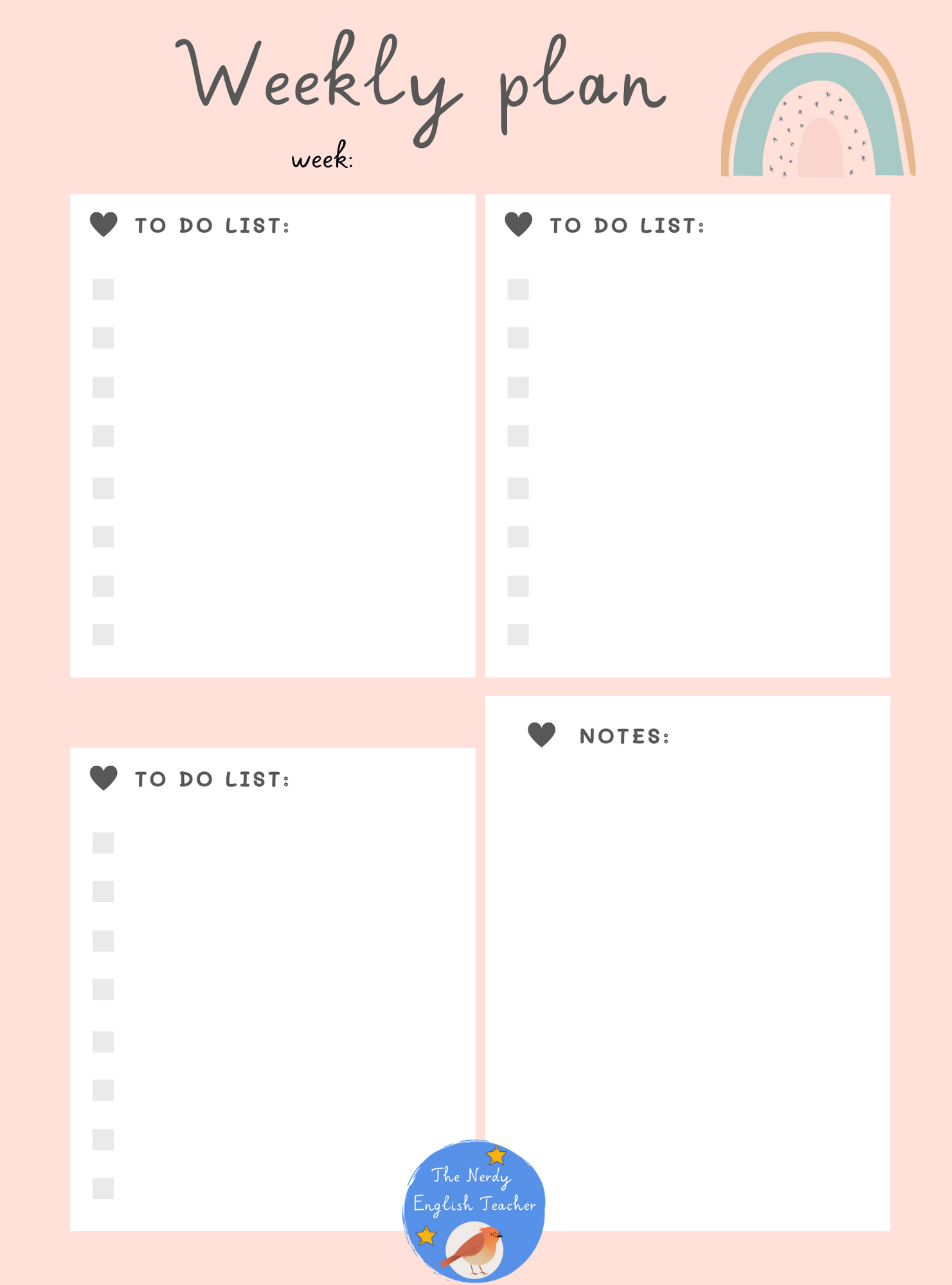 Profes Papel Tijera Weekly to do list