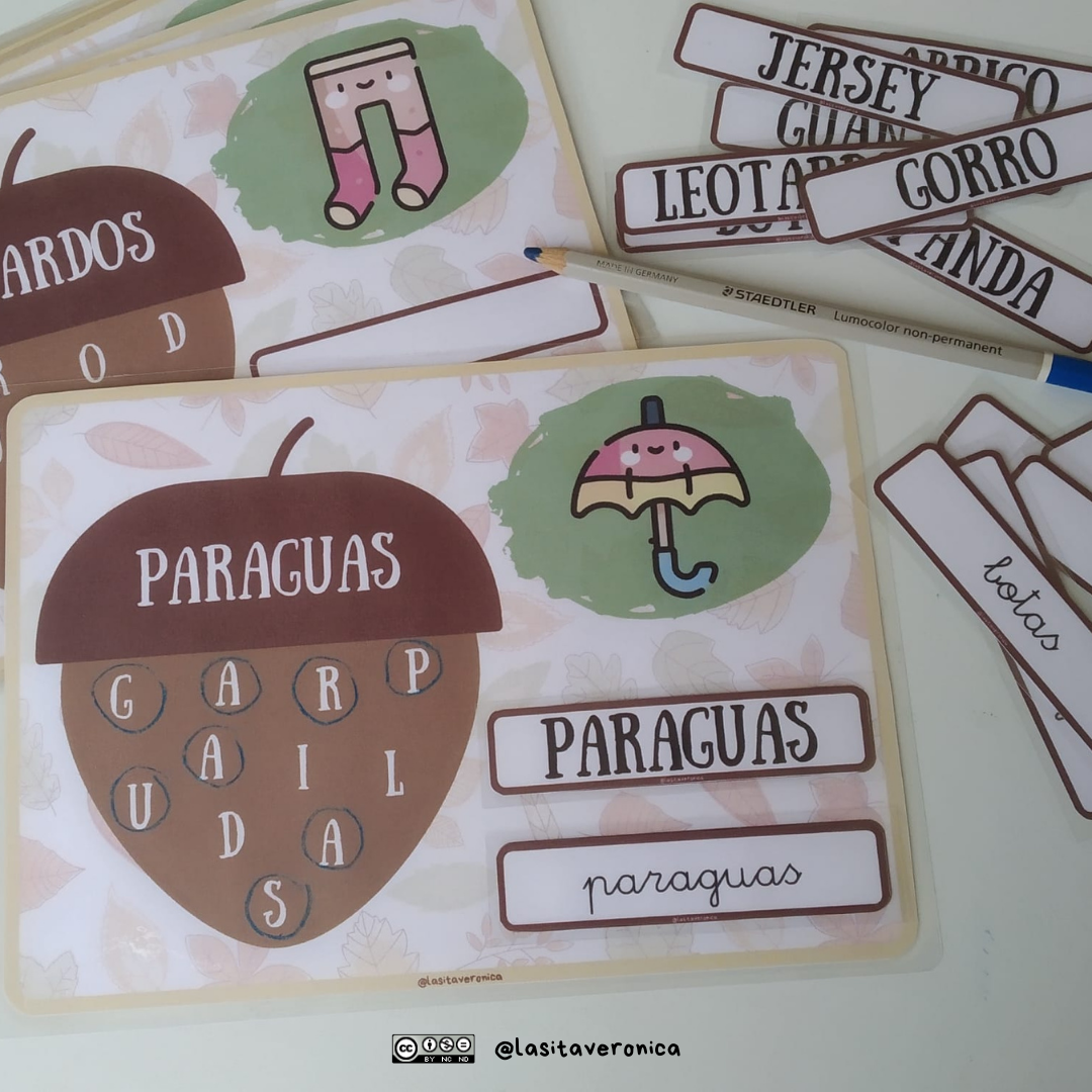 Profes Papel Tijera Vocabulario de Otoño / Autumn Vocabulary