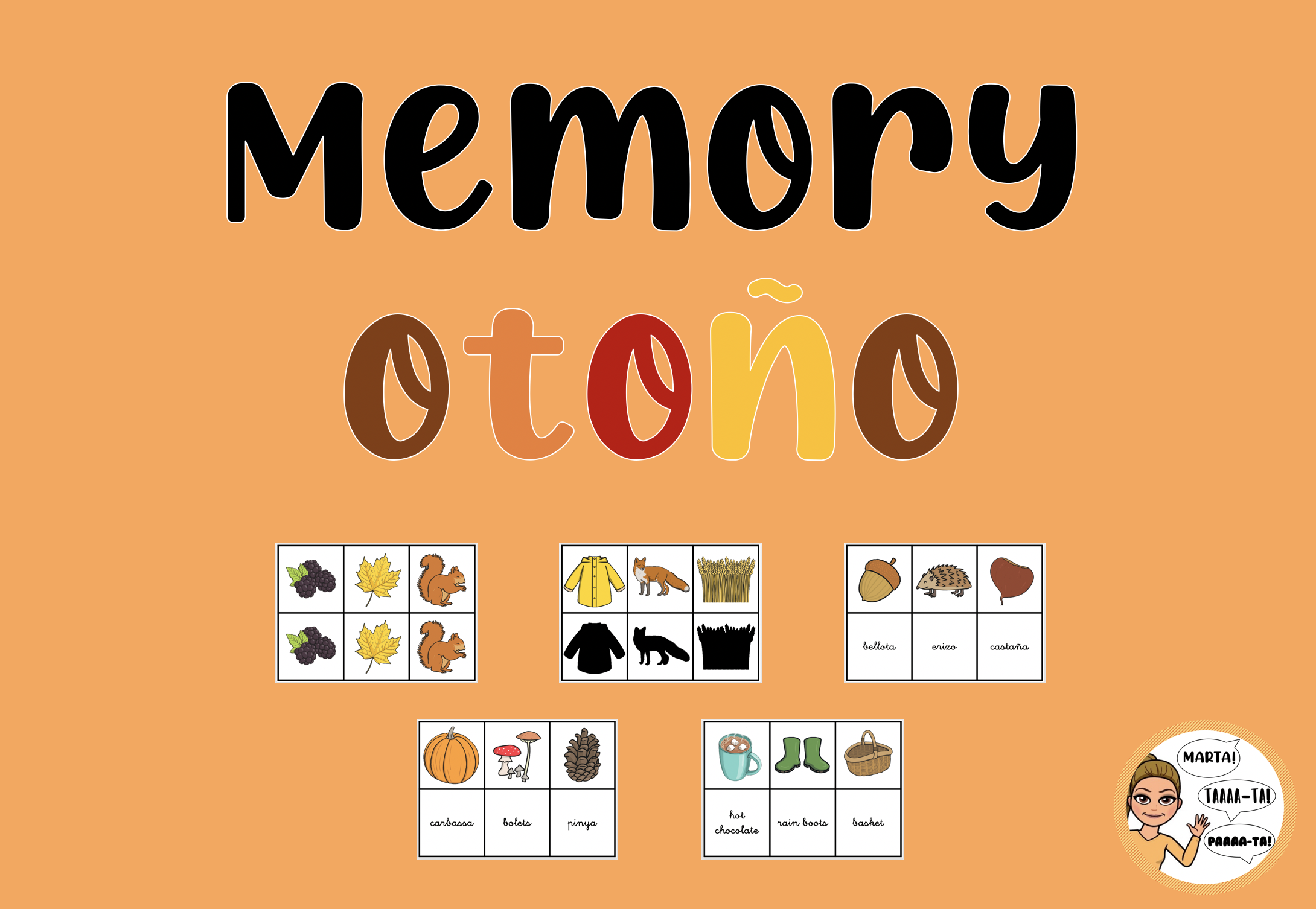 Profes Papel Tijera Memory otoño. CAS/CAT/ENG