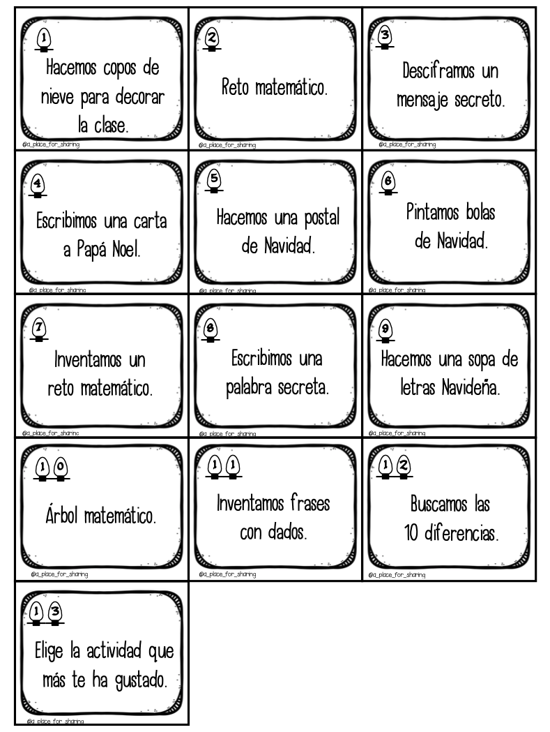 Profes Papel Tijera Calendario de Adviento: actividades