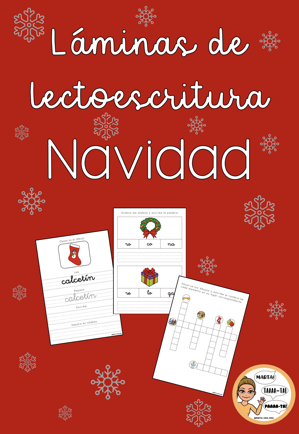 Profes Papel Tijera Láminas de lectoescritura: NAVIDAD