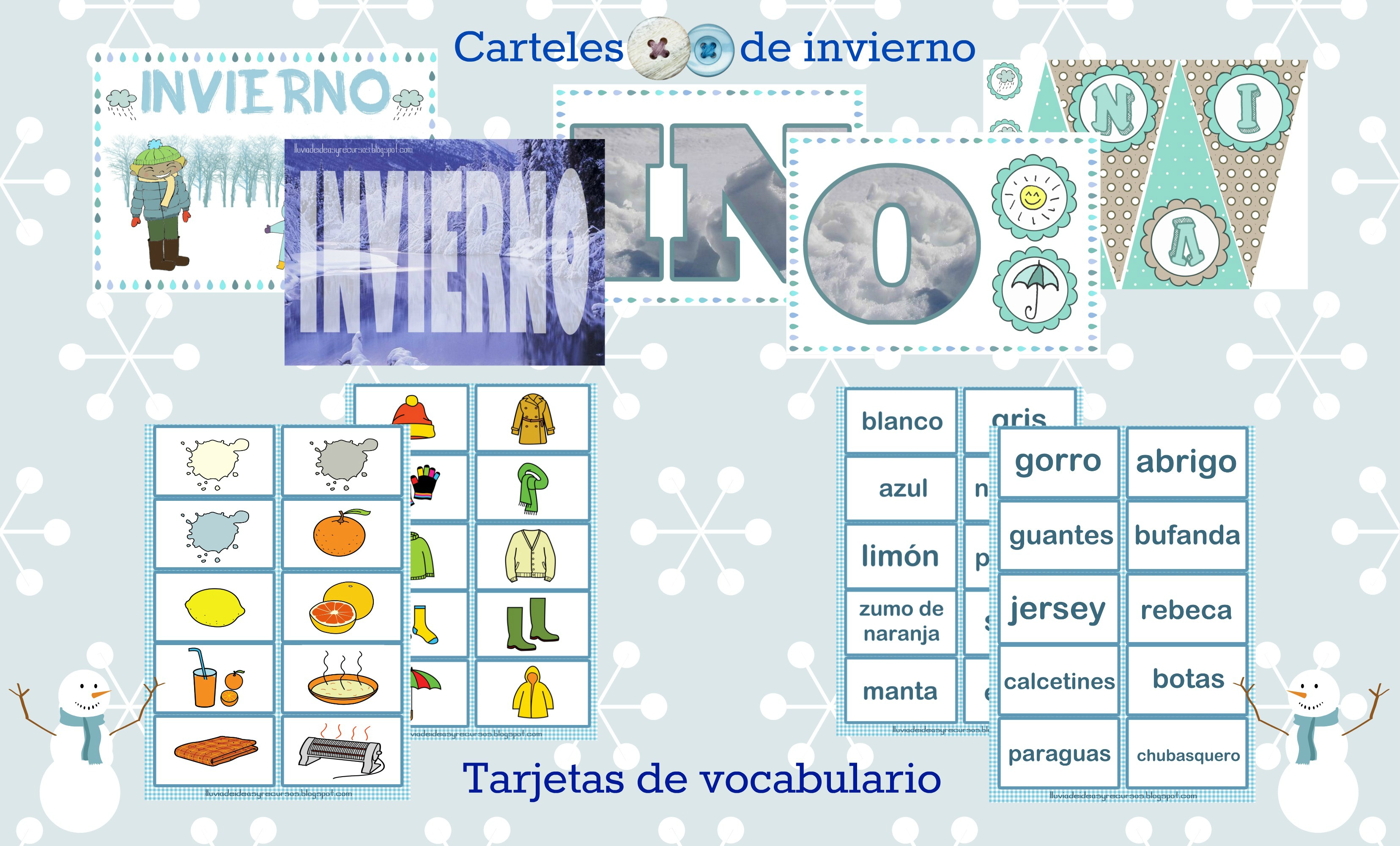 Profes Papel Tijera PACK IMPRIMIBLE CARTELES Y PALABRAS DE INVIERNO