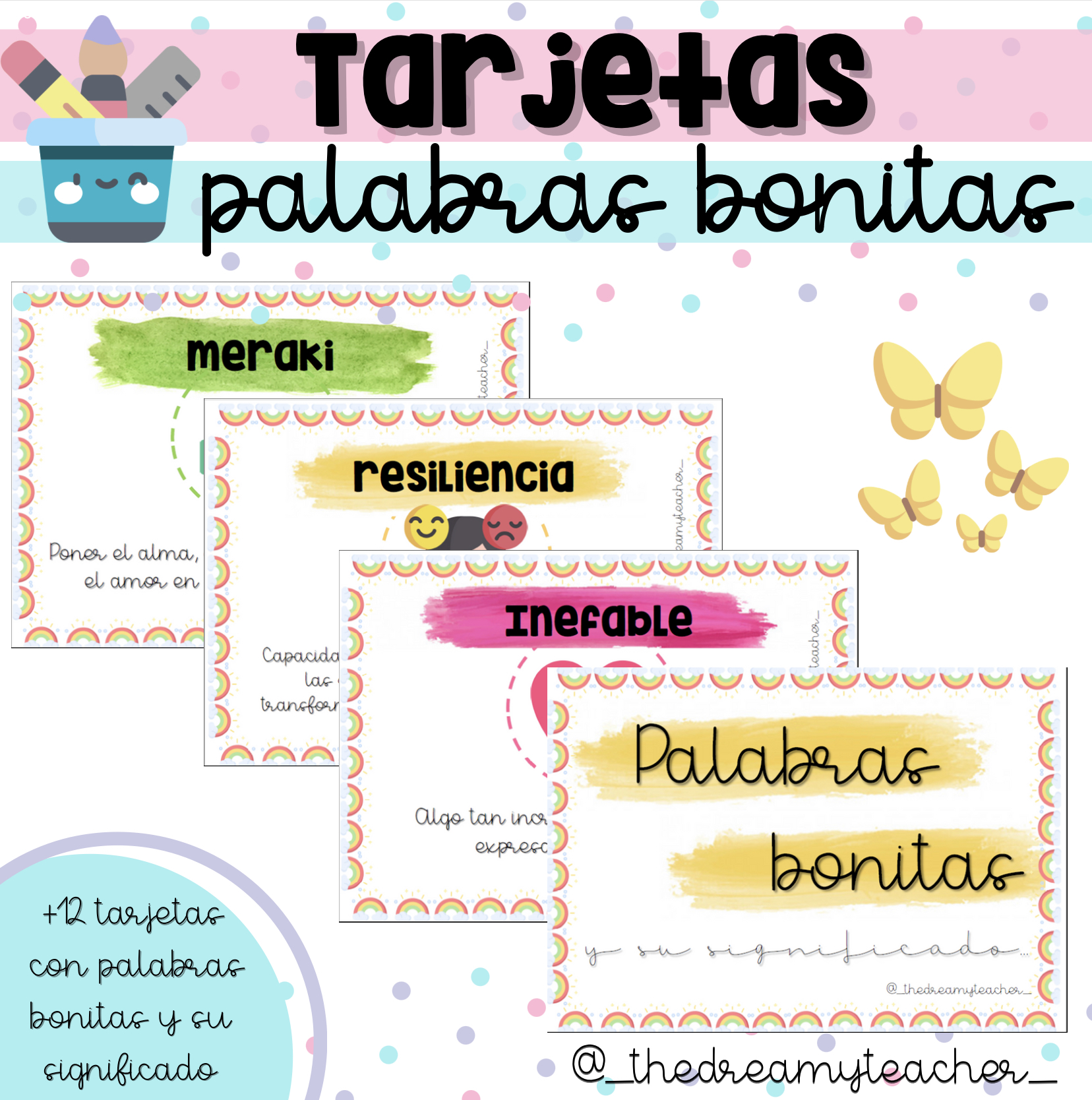 Profes Papel Tijera TARJETAS PALABRAS BONITAS