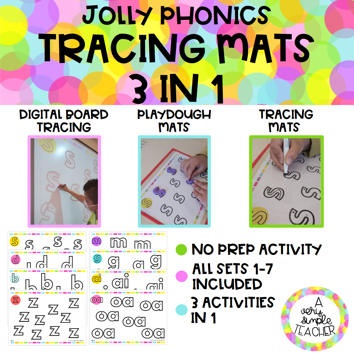 Profes Papel Tijera JOLLY PHONICS Tracing mats 3 in 1!