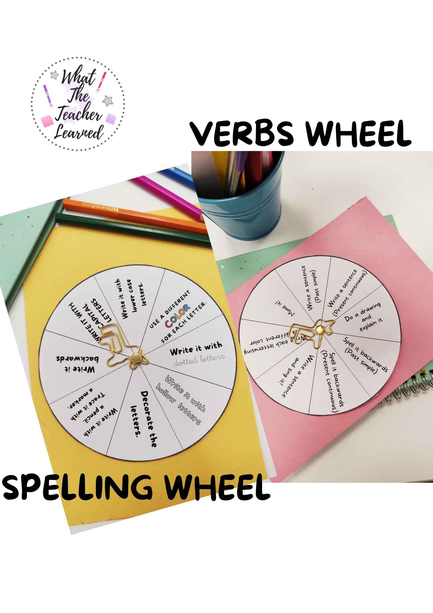 Profes Papel Tijera Spelling Wheel and Verbs Wheel