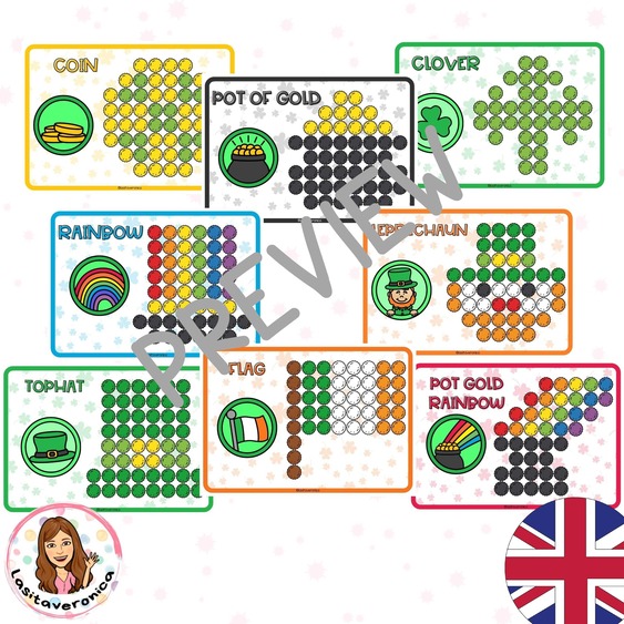 Profes Papel Tijera Pompones San Patricio. Marzo. St. Patrick's Day Pom ...