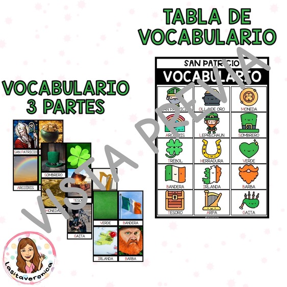 Profes Papel Tijera Vocabulario San Patricio. Marzo.