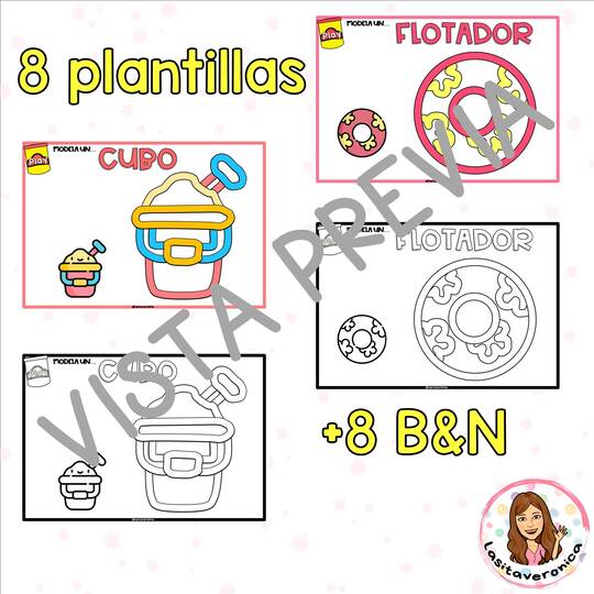 Profes Papel Tijera Modela con plastilina en verano