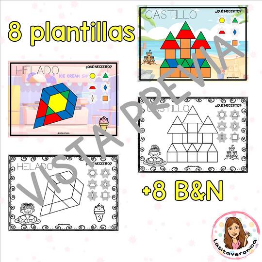 Profes Papel Tijera Pattern Blocks de Verano / Summer Pattern Blocks Math