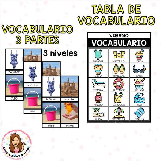 Profes Papel Tijera Vocabulario Verano. Lectoescritura.