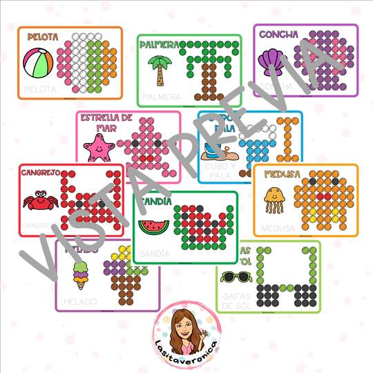 Profes Papel Tijera Pompones Verano. Motricidad Fina