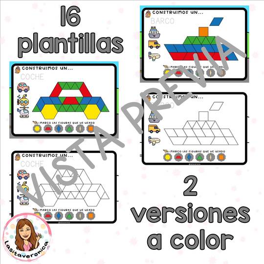 Profes Papel Tijera Pattern Blocks Medios de Transportes