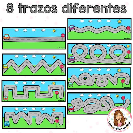 Profes Papel Tijera Carreteras de trazos. Motricidad fina.