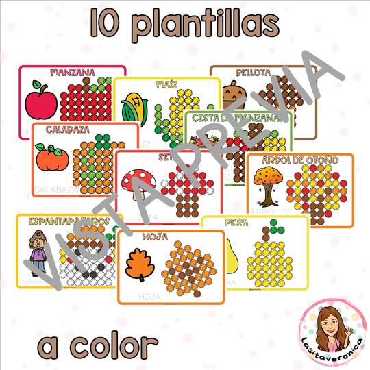 Profes Papel Tijera Pompones Otoño