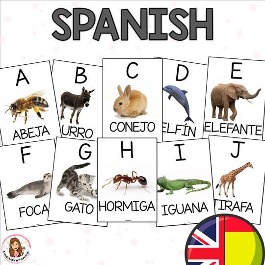 Profes Papel Tijera Abecedario de animales / Animal alphabet. Español e ...