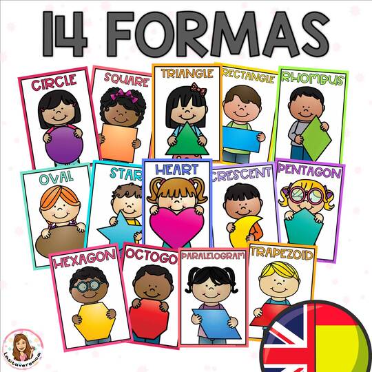 Profes Papel Tijera Formas geométricas. Decoración del aula / 2D shape ...