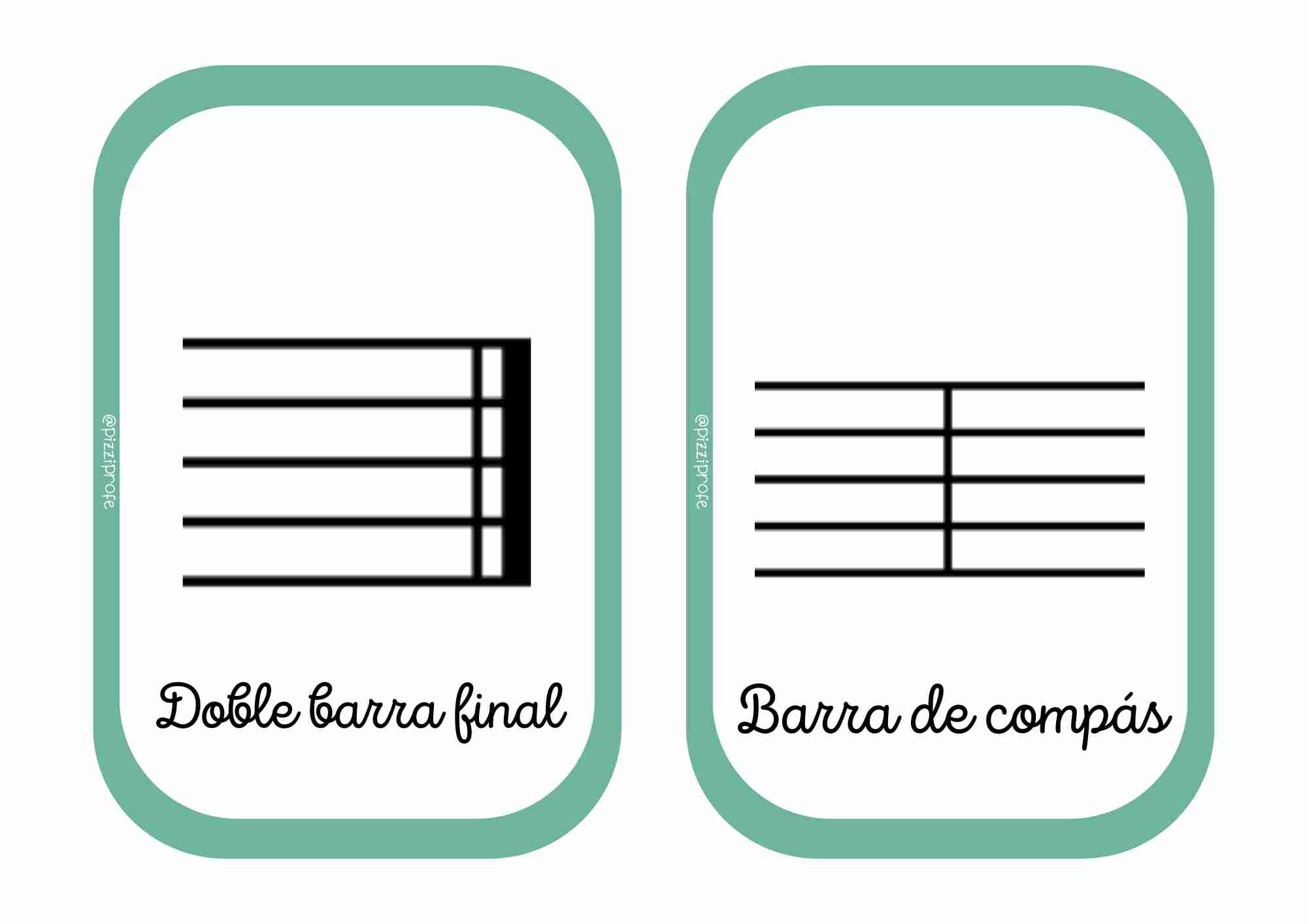 Profes Papel Tijera Flashcards de símbolos musicales en castellano y en ...