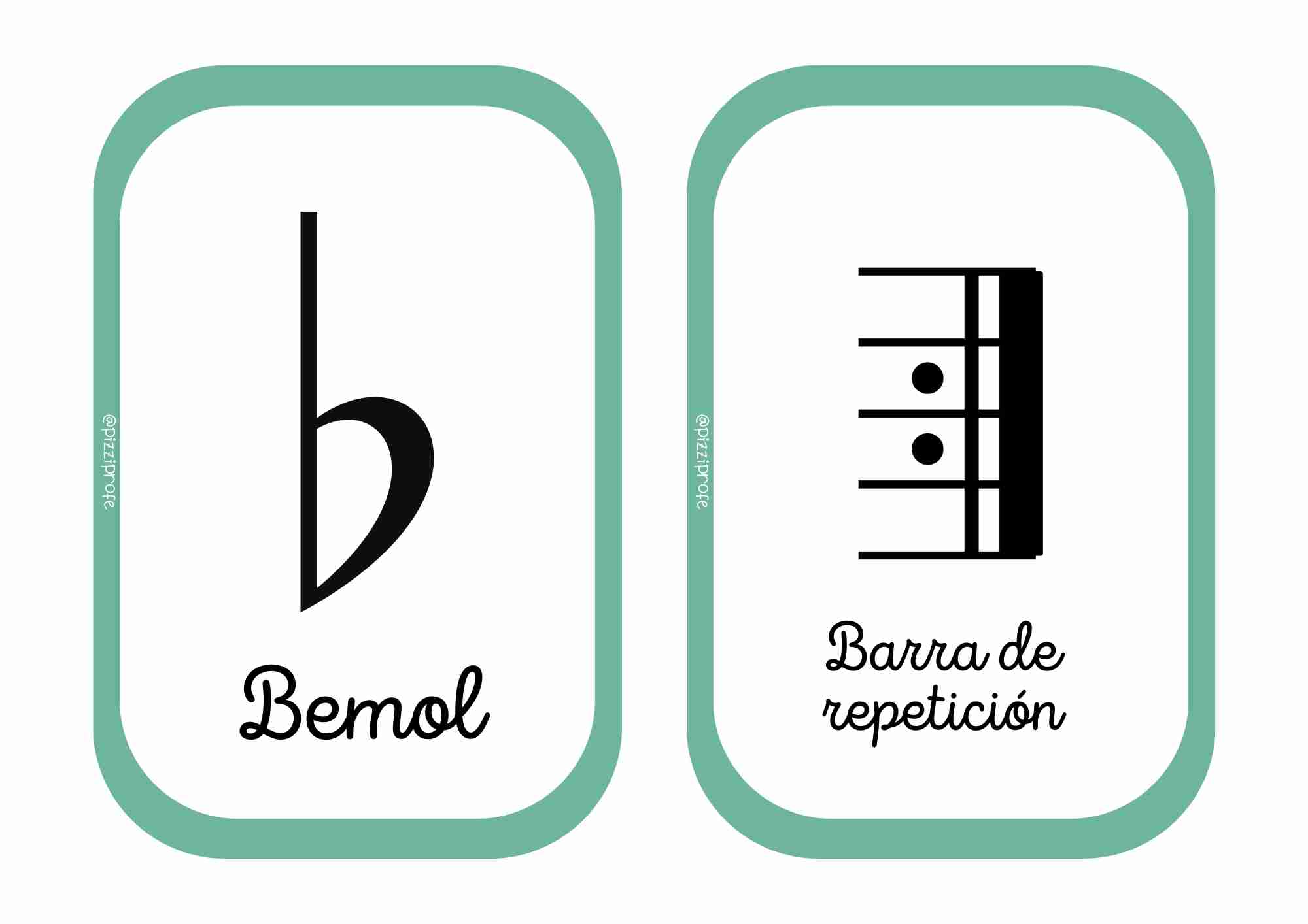 Profes Papel Tijera Flashcards de símbolos musicales en castellano y en ...