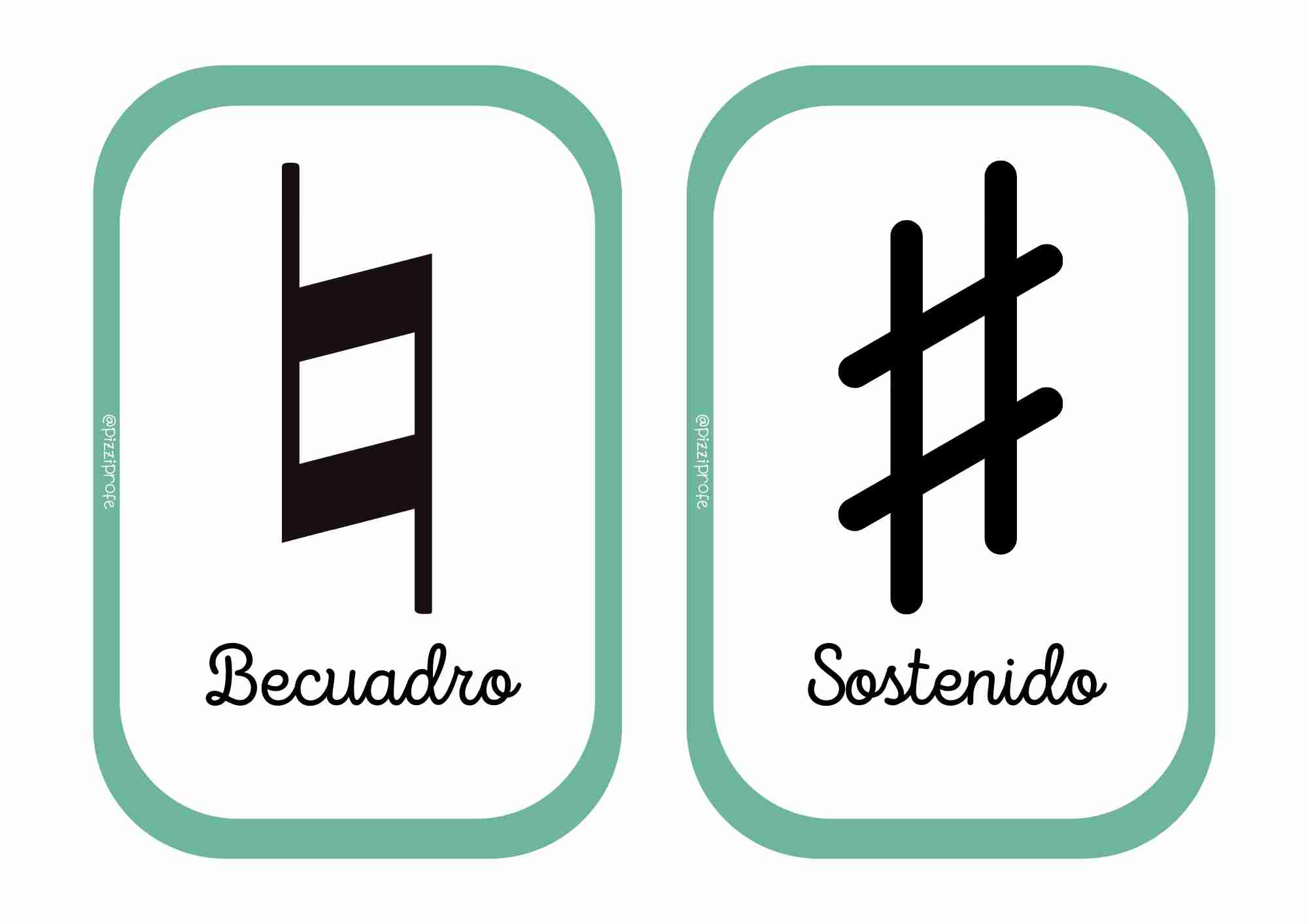 Profes Papel Tijera Flashcards de símbolos musicales en castellano y en ...