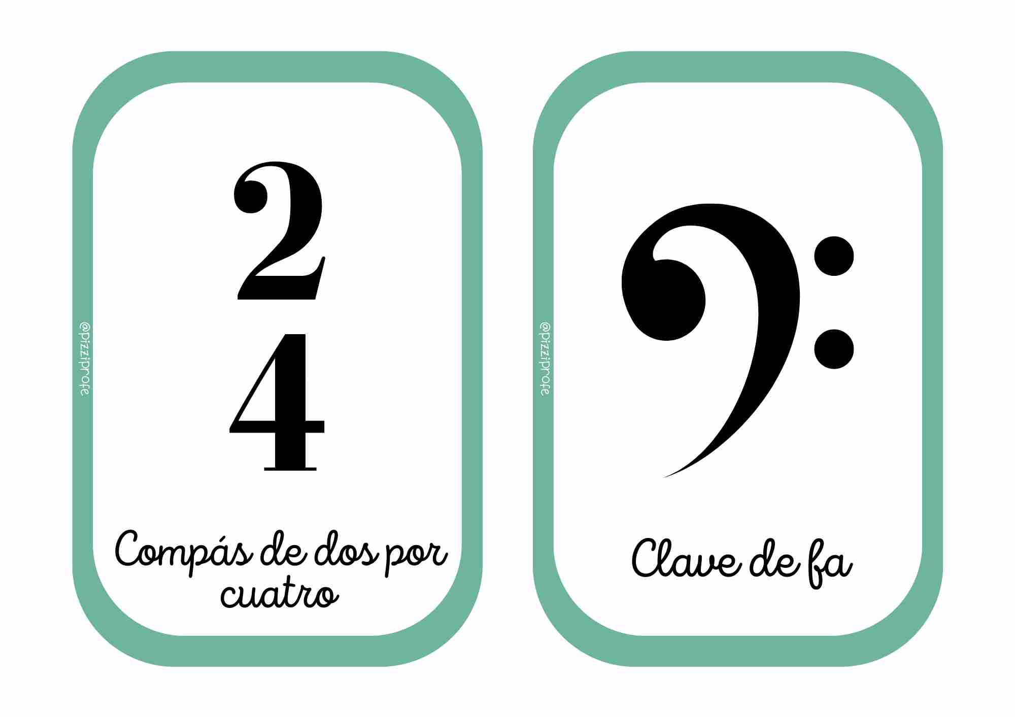 Profes Papel Tijera Flashcards de símbolos musicales en castellano y en ...