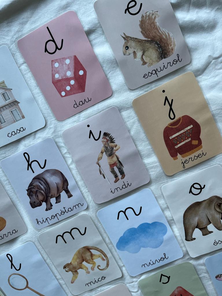 Profes Papel Tijera Abecedari català amb lletra lligada