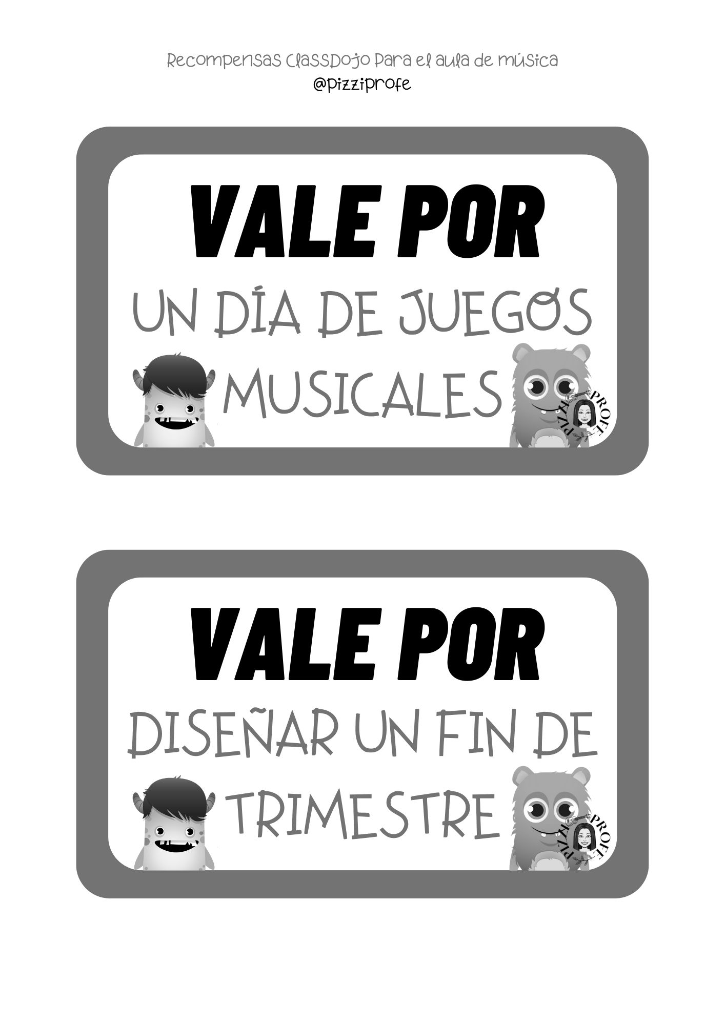 Profes Papel Tijera Recompensas ClassDojo para el aula de música by ...