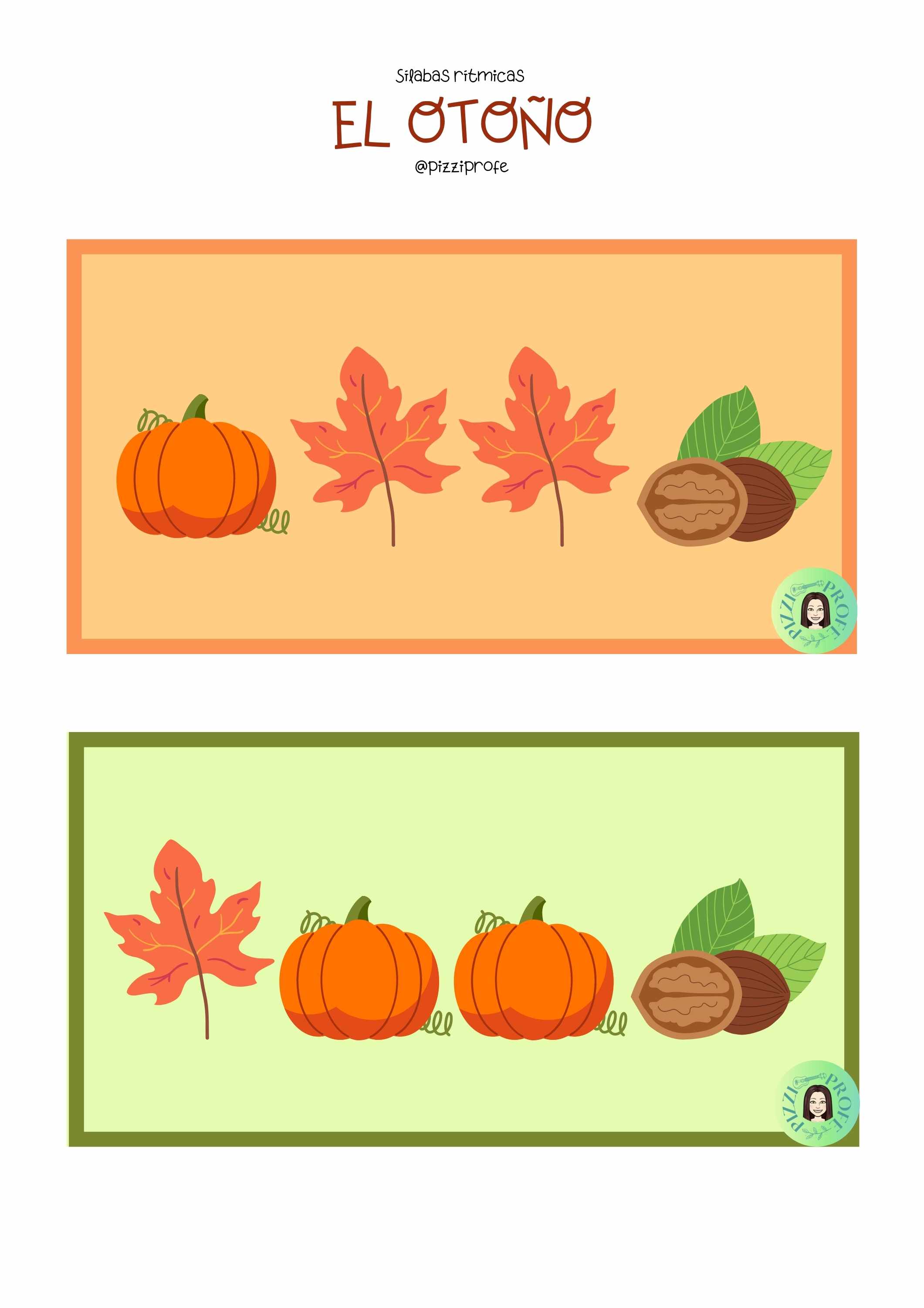 Profes Papel Tijera Sílabas rítmicas "El Otoño" by @pizziprofe