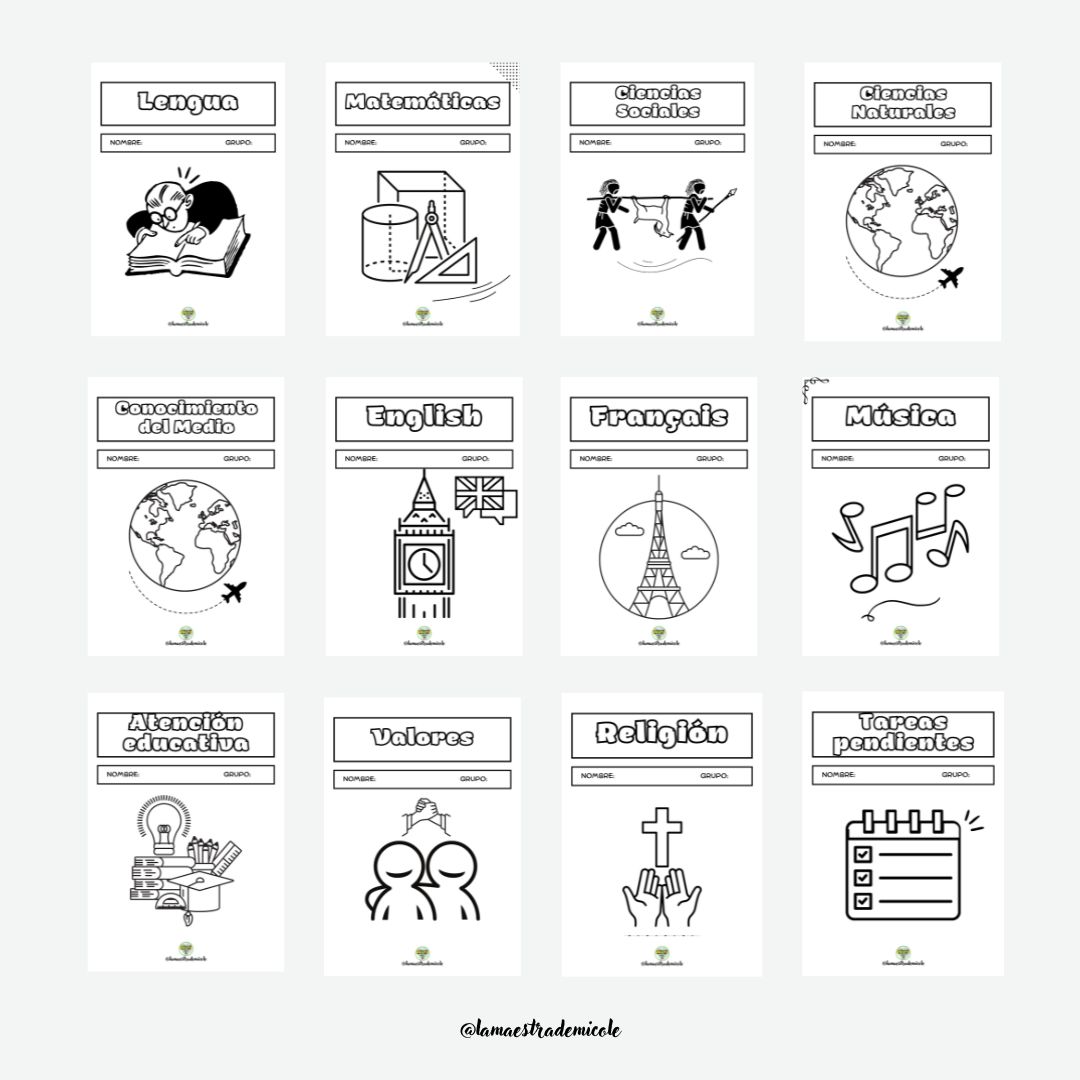 Profes Papel Tijera PORTADAS PARA CUADERNOS DE CLASE