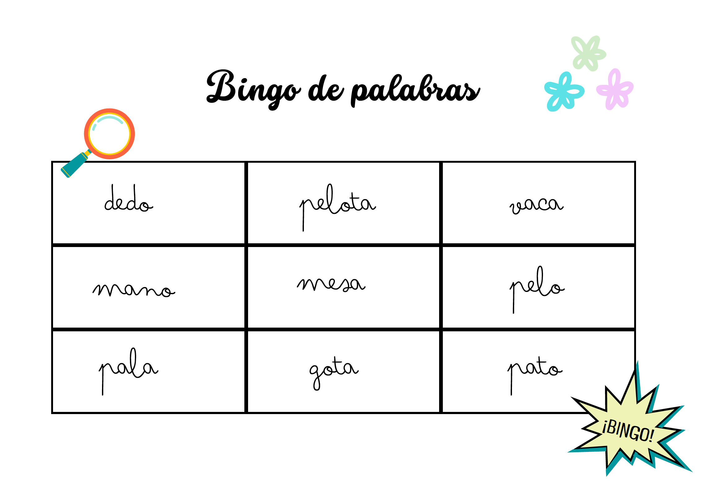Profes Papel Tijera BINGO PALABRAS