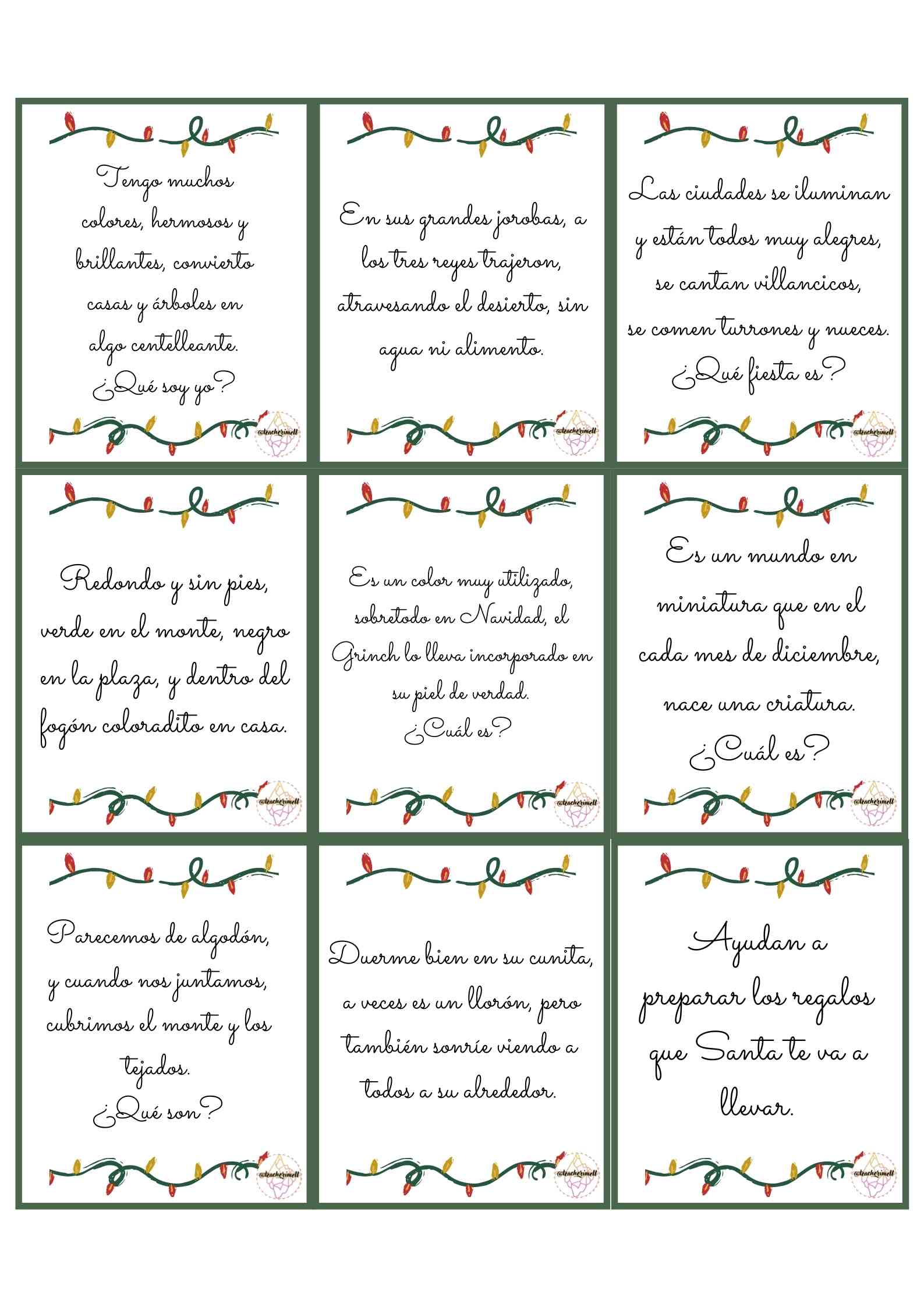 Profes Papel Tijera Adivinanzas Navidad