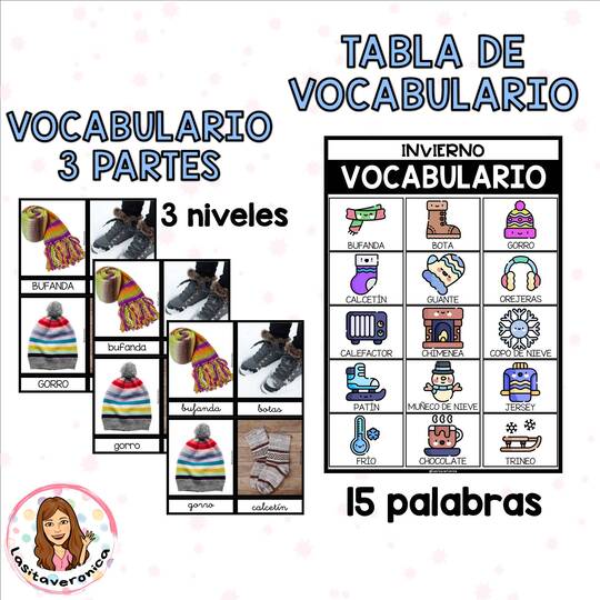 Profes Papel Tijera Vocabulario invierno. Winter vocabulary. January ...