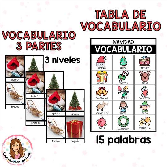 Profes Papel Tijera Vocabulario Navidad. Christmas Vocabulary. December ...