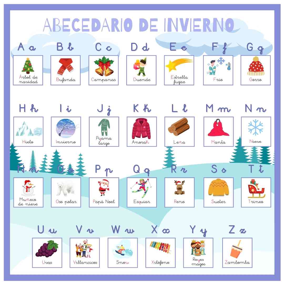 Profes Papel Tijera Abecedario de invierno