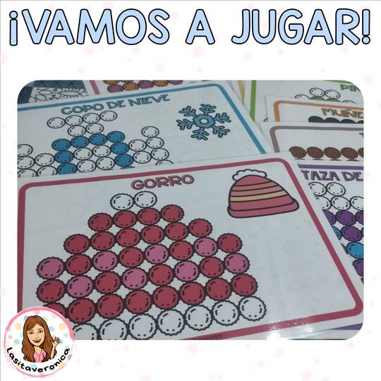 Profes Papel Tijera Pompones en Invierno / Winter Pom Poms. Español