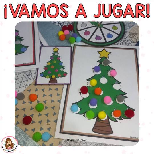 Profes Papel Tijera Atención Navidad. Árboles de Navidad. Pompones ...