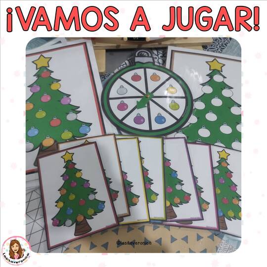 Profes Papel Tijera Atención Navidad. Árboles de Navidad. Pompones. Motricidad fina.