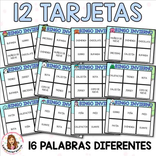 Profes Papel Tijera Bingo de invierno. Lectura invierno. Vocabulario ...