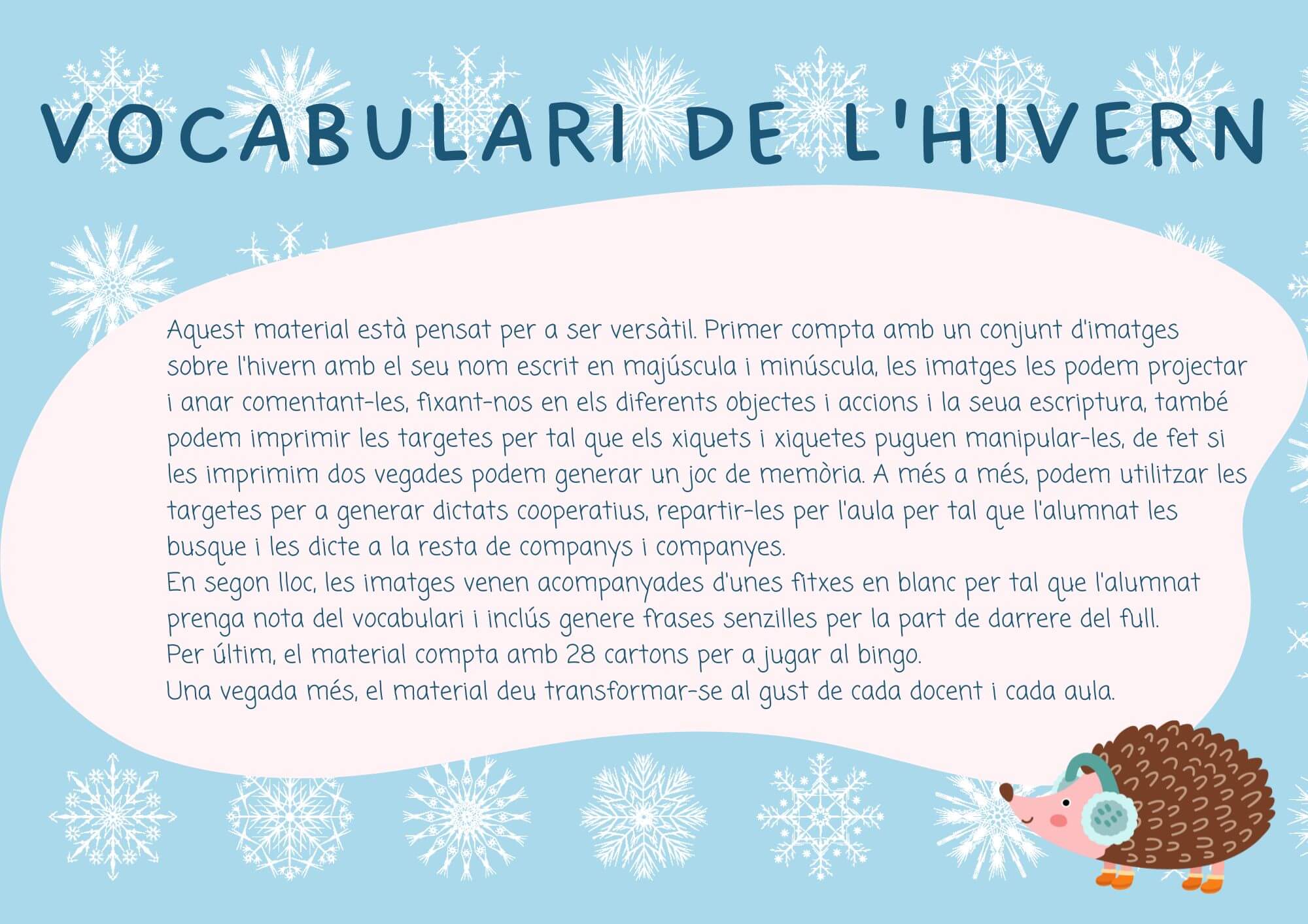 Profes Papel Tijera VOCABULARI DE L'HIVERN