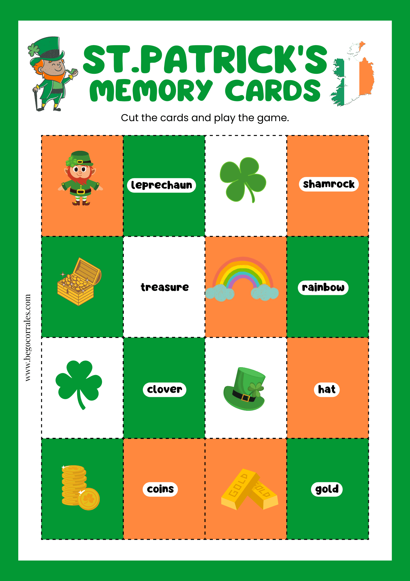 Profes Papel Tijera St.Patrick's Day wordsearch & memory game
