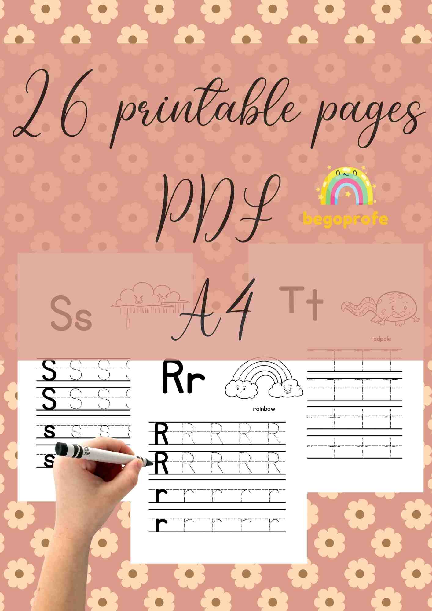 Profes Papel Tijera Spring alphabet handwriting practice, tracing pages ...