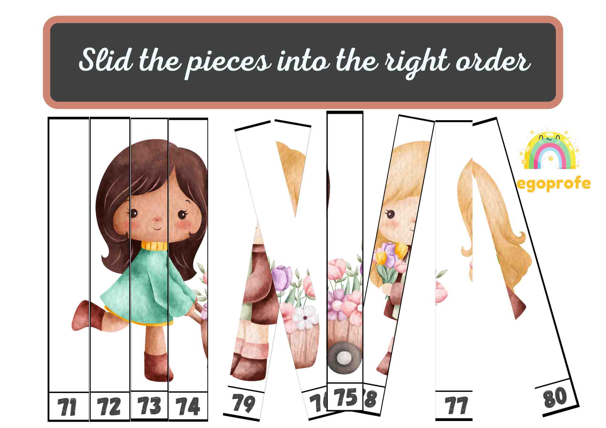 Profes Papel Tijera Spring puzzles to 100 - Puzzles primavera números ...