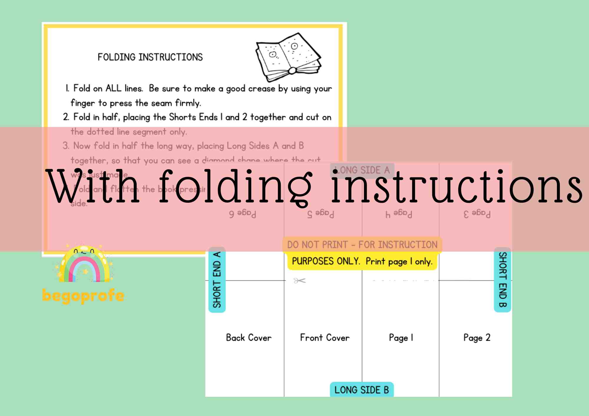 Profes Papel Tijera Easter theme mini cute foldable coloring book ...