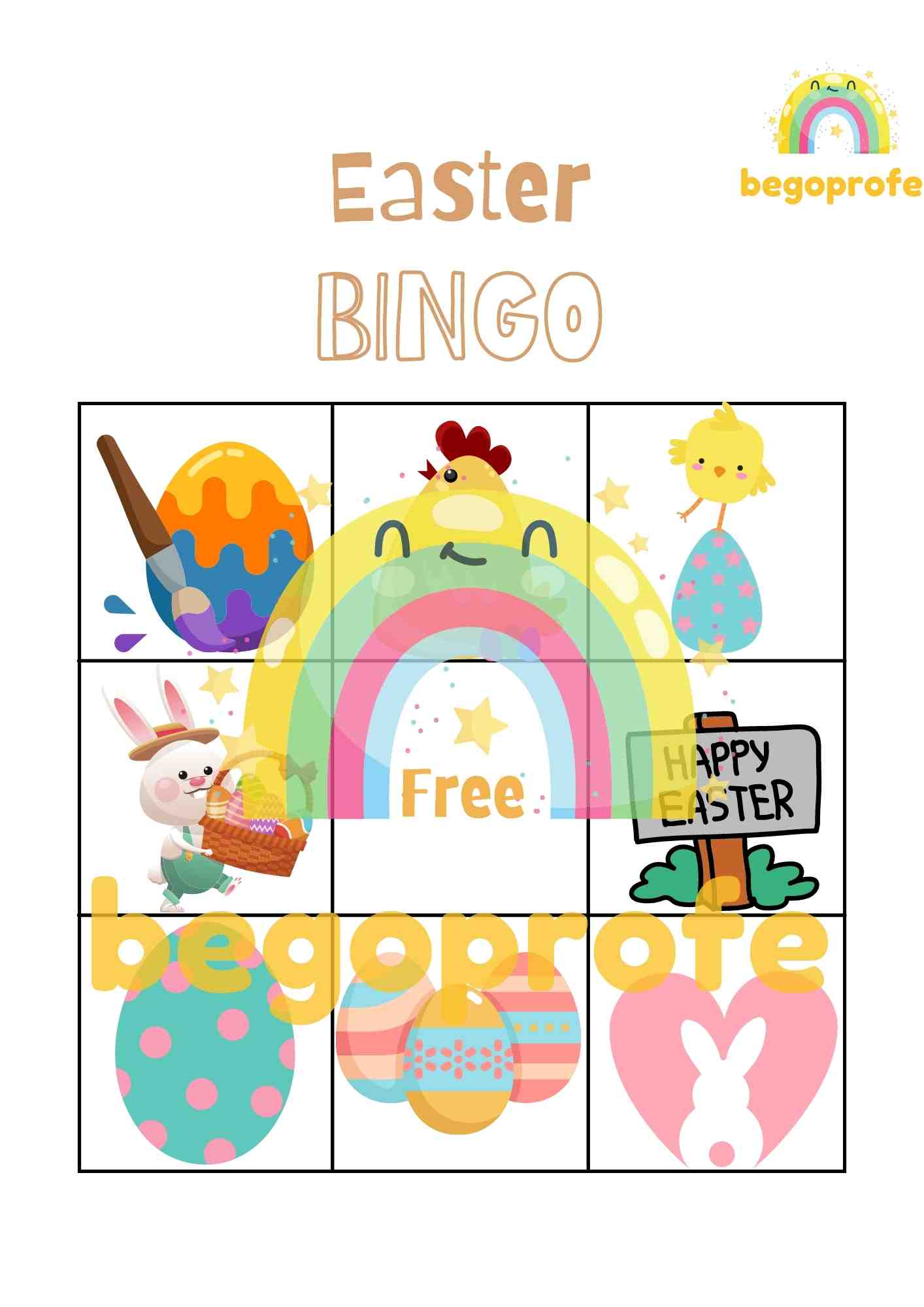 Profes Papel Tijera Easter bingo game - Bingo de Pascua
