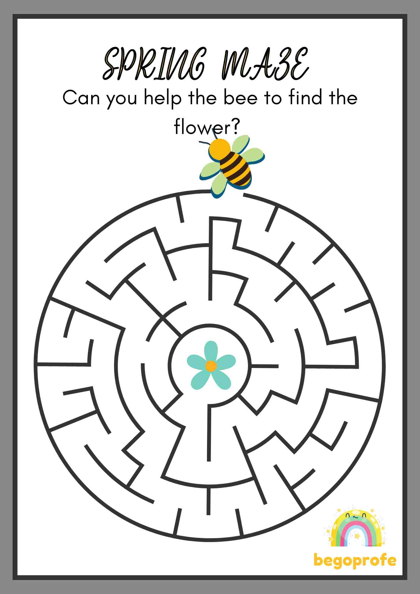 Profes Papel Tijera Spring Maze Puzzle Worksheet - Laberintos de primavera
