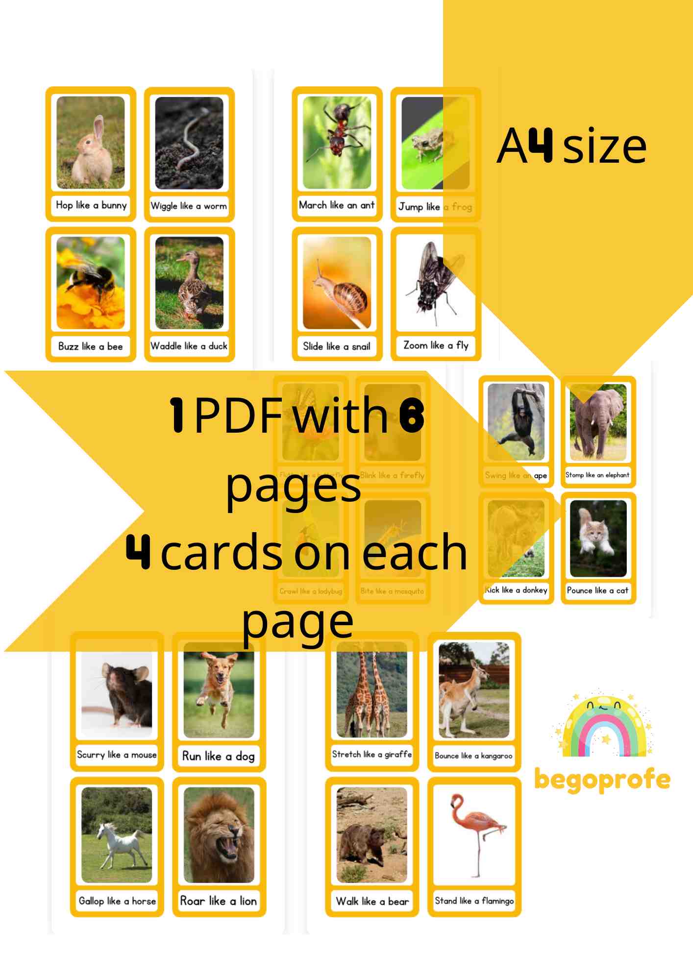 Profes Papel Tijera Animal movement, brain break cards, self regulation ...