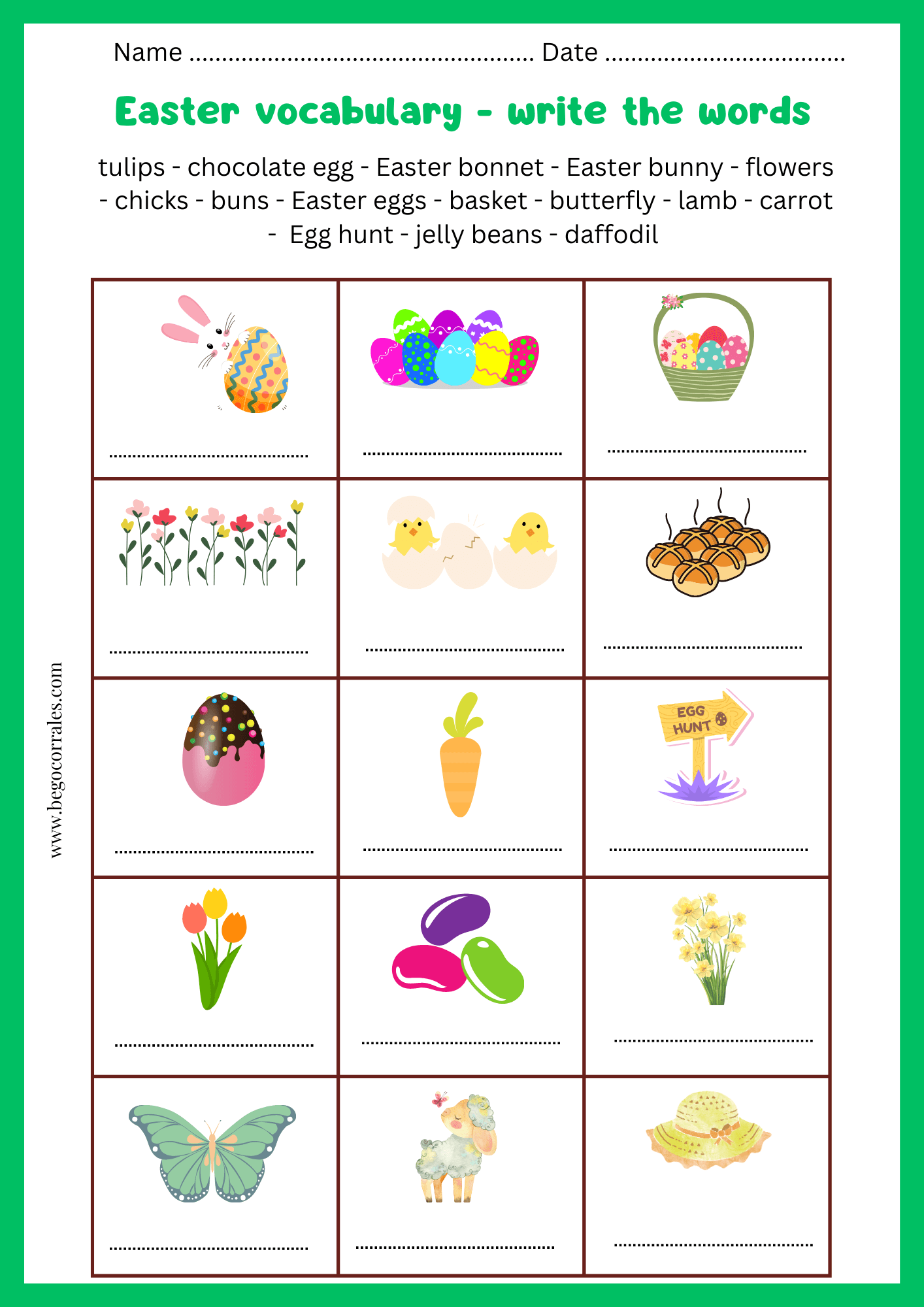 Profes Papel Tijera Easter vocabulary pack