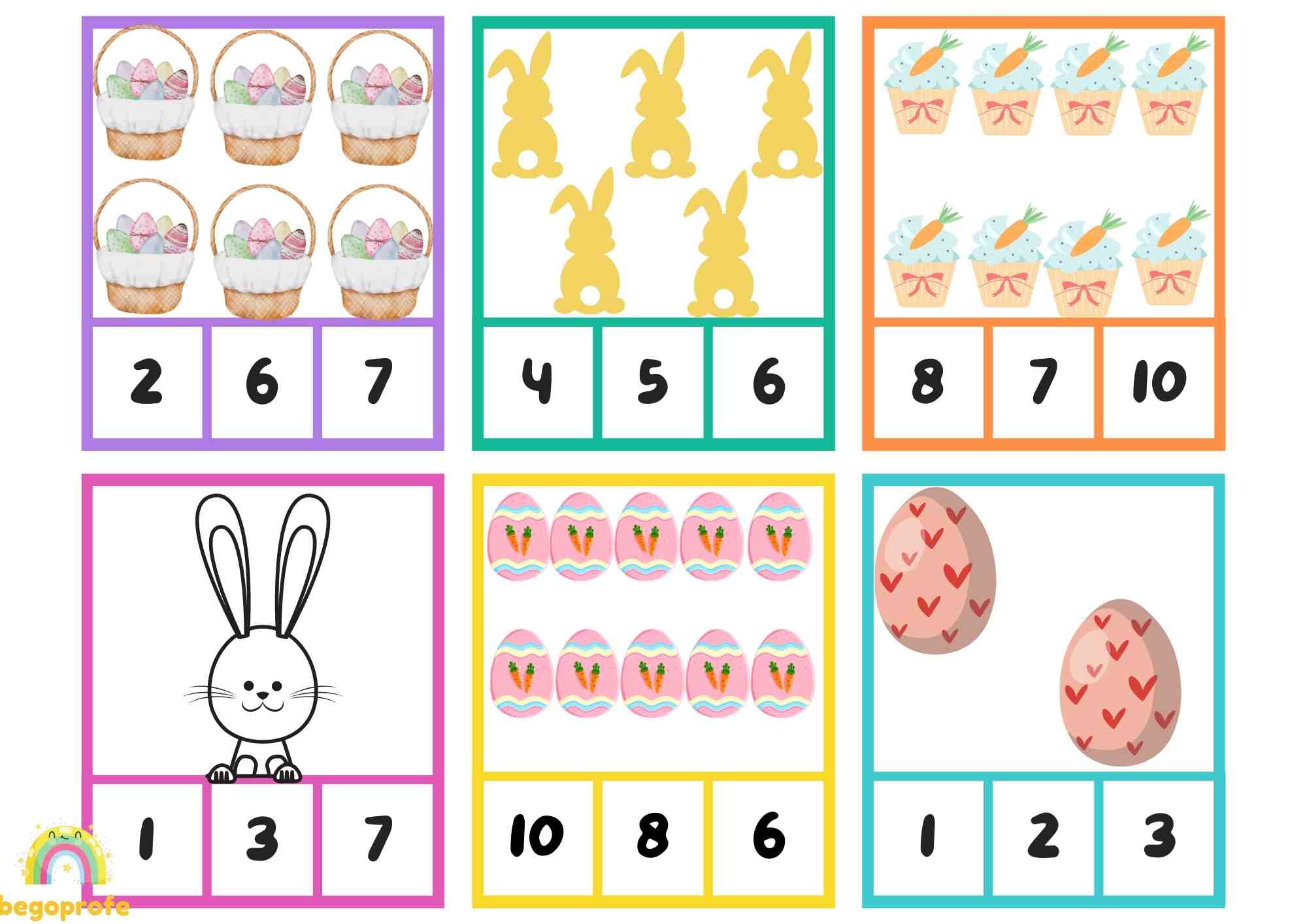 Profes Papel Tijera Tarjetas de Pascua para contar - Easter counting ...