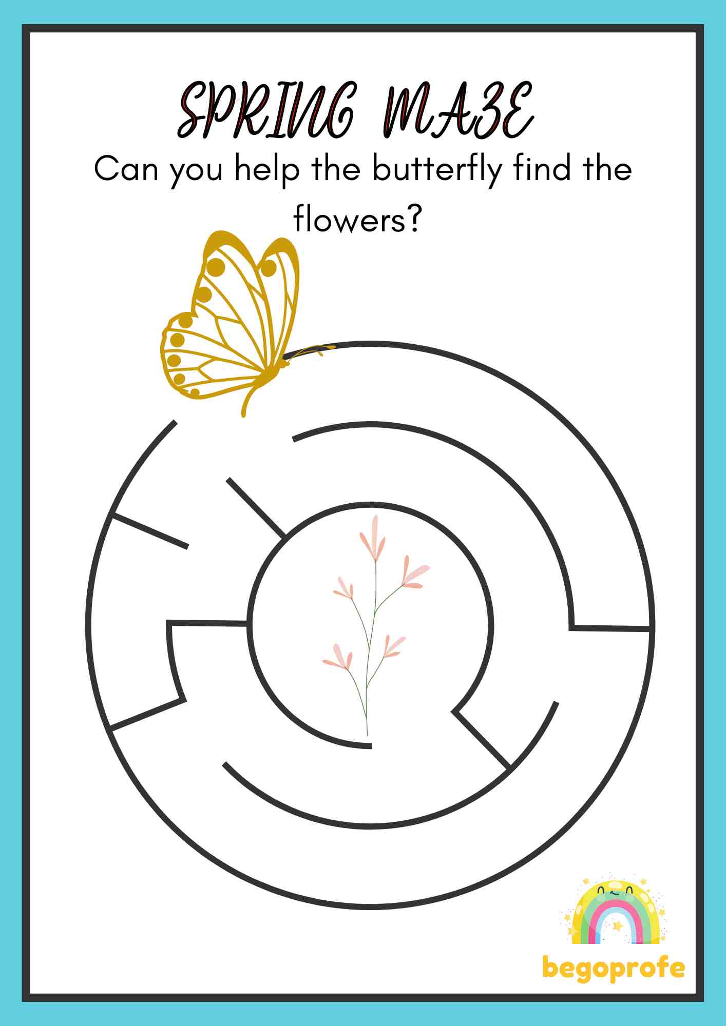 Profes Papel Tijera Spring Maze Puzzle Worksheet - Laberintos de primavera