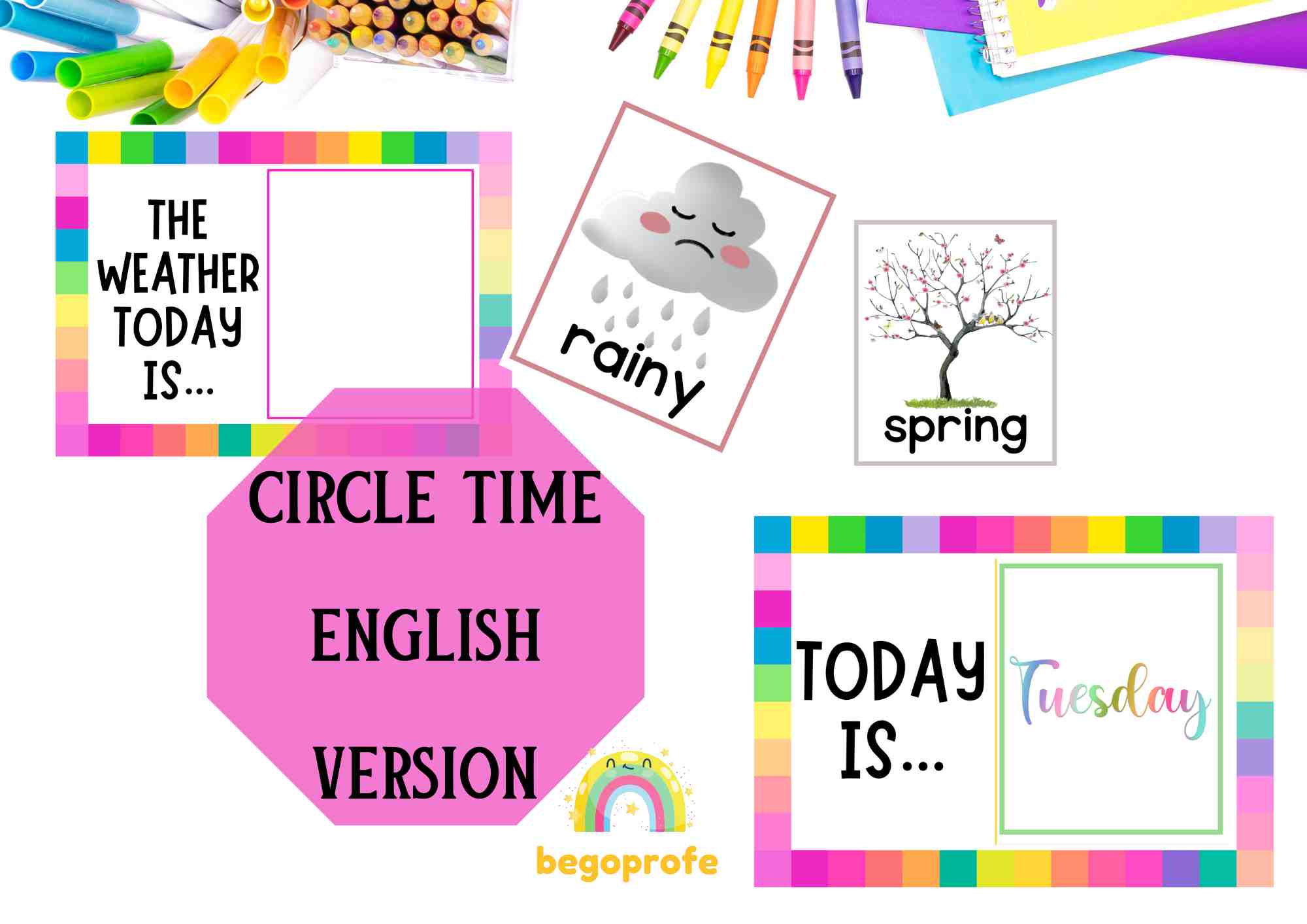 Profes Papel Tijera Circle time learning board