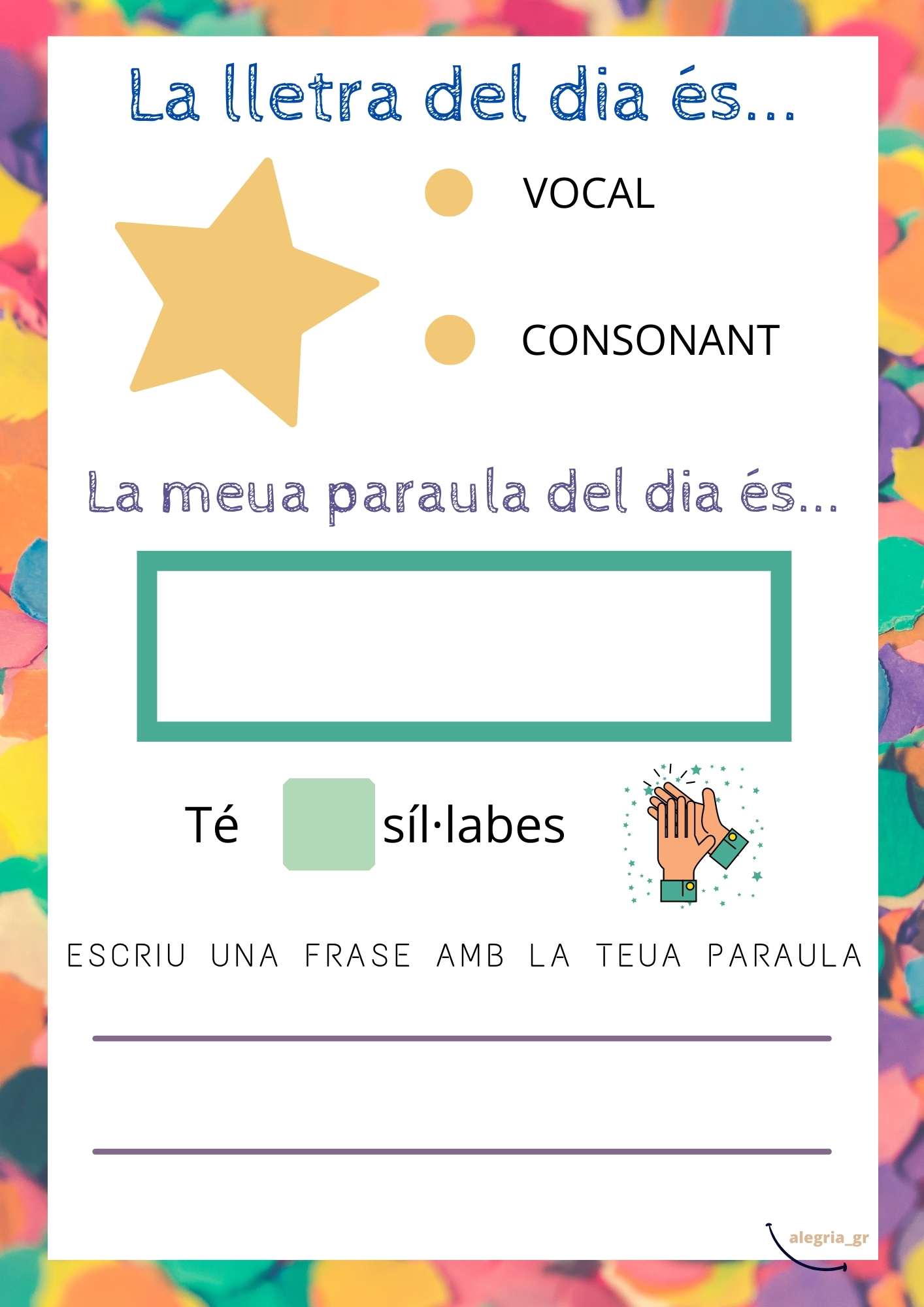 Profes Papel Tijera La letra y palabra del día.
